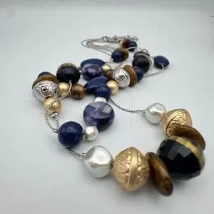 Chico's | Jewelry | Chicos Triple Strand Necklace Glass Beads Statement ...